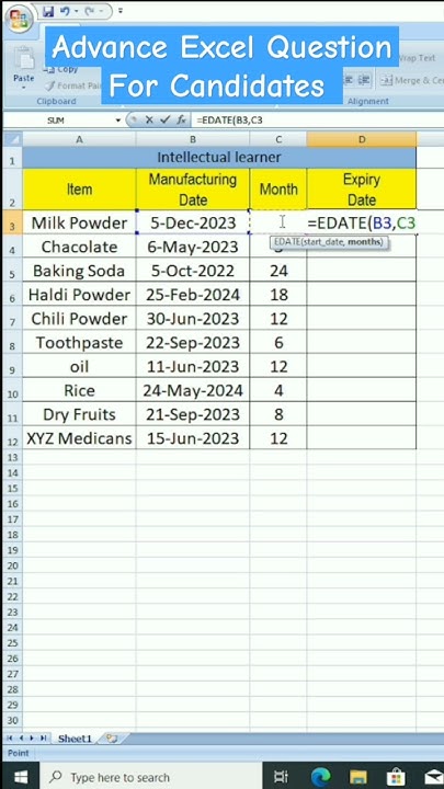 Find Expiry Date Product in Excel 💯|| Advance Excel 😎|| #shorts #computer #excel #tricks # ...