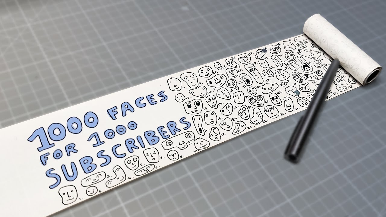 Drawing a 1000 faces for a 1000 subscribers - YouTube