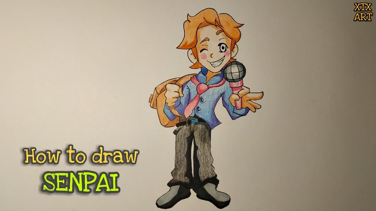 How to draw Senpai Friday Night Funkin. Desenhando Senpai. - YouTube