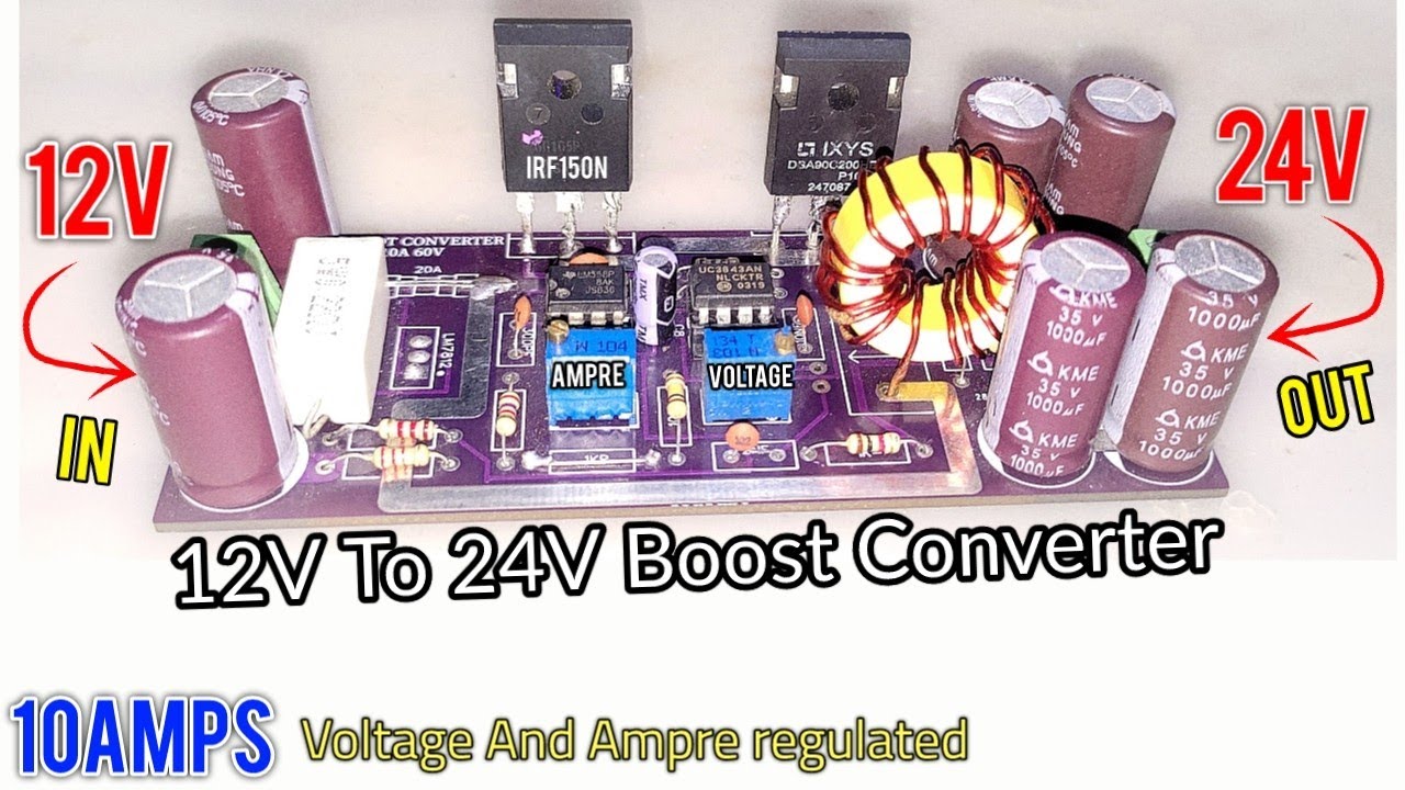 Boost converter 12V To 24V | UC3843 | 10A #jlcpcb - YouTube