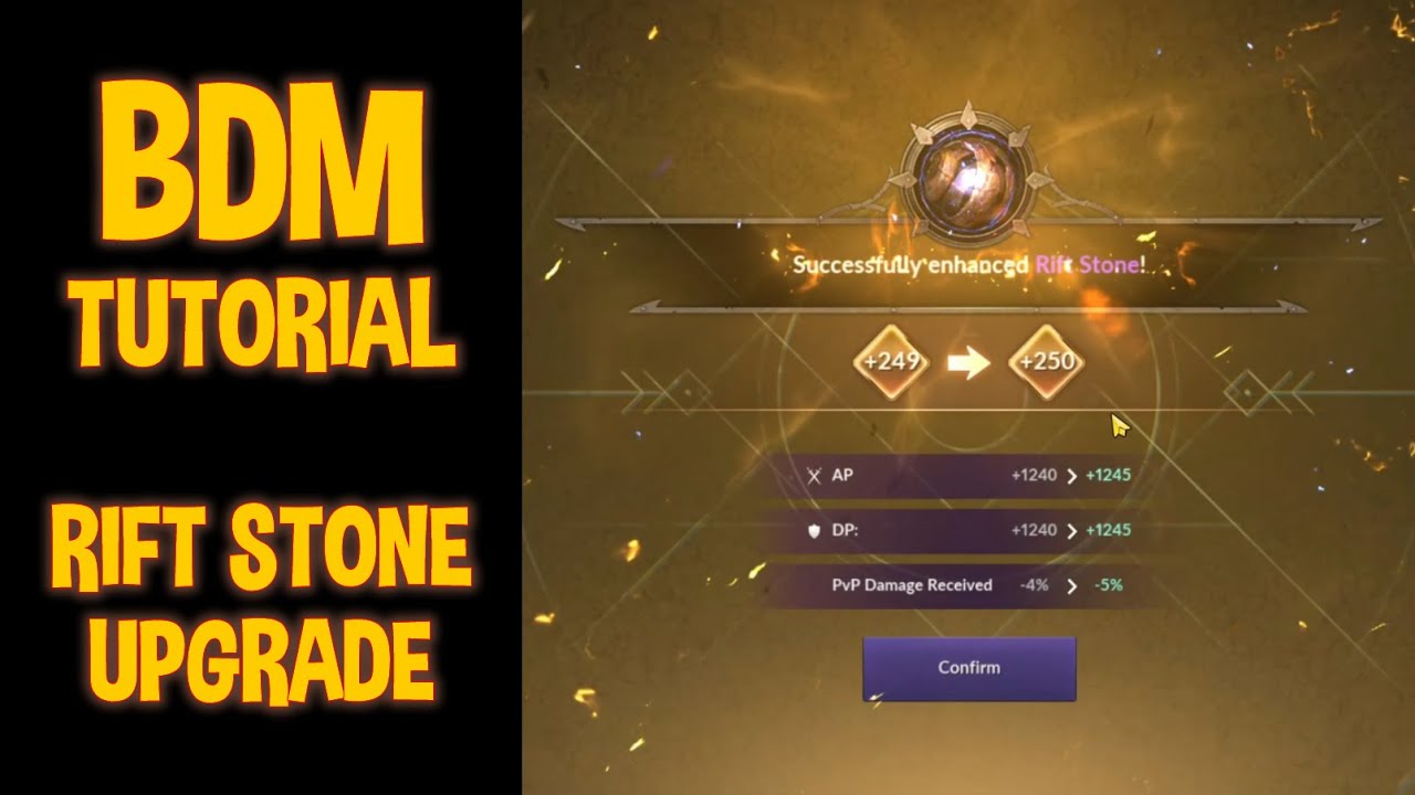 BDM Tutorial RIFT STONE Upgrade - Rift Stone Enhancement to Lv.250 ...