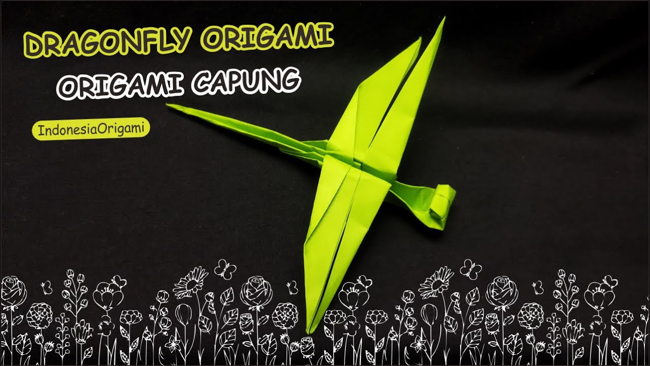 dragonfly origami - origami capung - YouTube