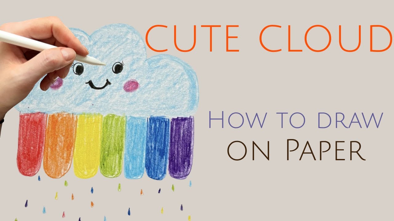 How to draw a cute cloud easy | Using pencils step by step | Drawing a ...