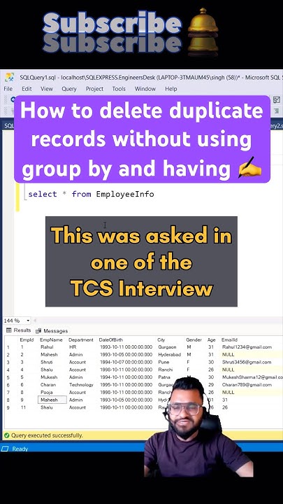 How to remove duplicate records from the table #shorts #sql #coding #sqlqueries - YouTube