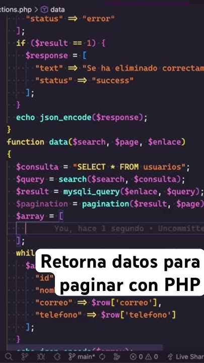 Cómo retornar datos para paginar tus resultados con PHP #shorts #php #javascript - YouTube