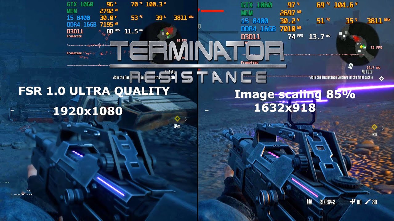 AMD FSR Ultra Quality vs Image Scaling 85% | Terminator: Resistance ...