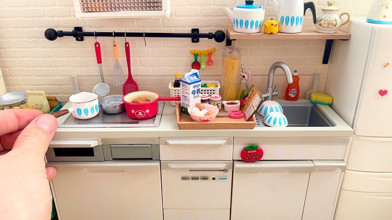 Cooking toys ASMR 💛 Re-ment mini kitchen Miniature breakfast - YouTube