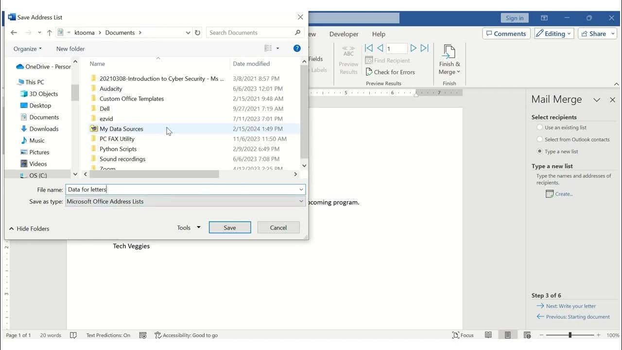 Ms Word Mail Merge Tutorial For Beginners Tech Veggies Youtube