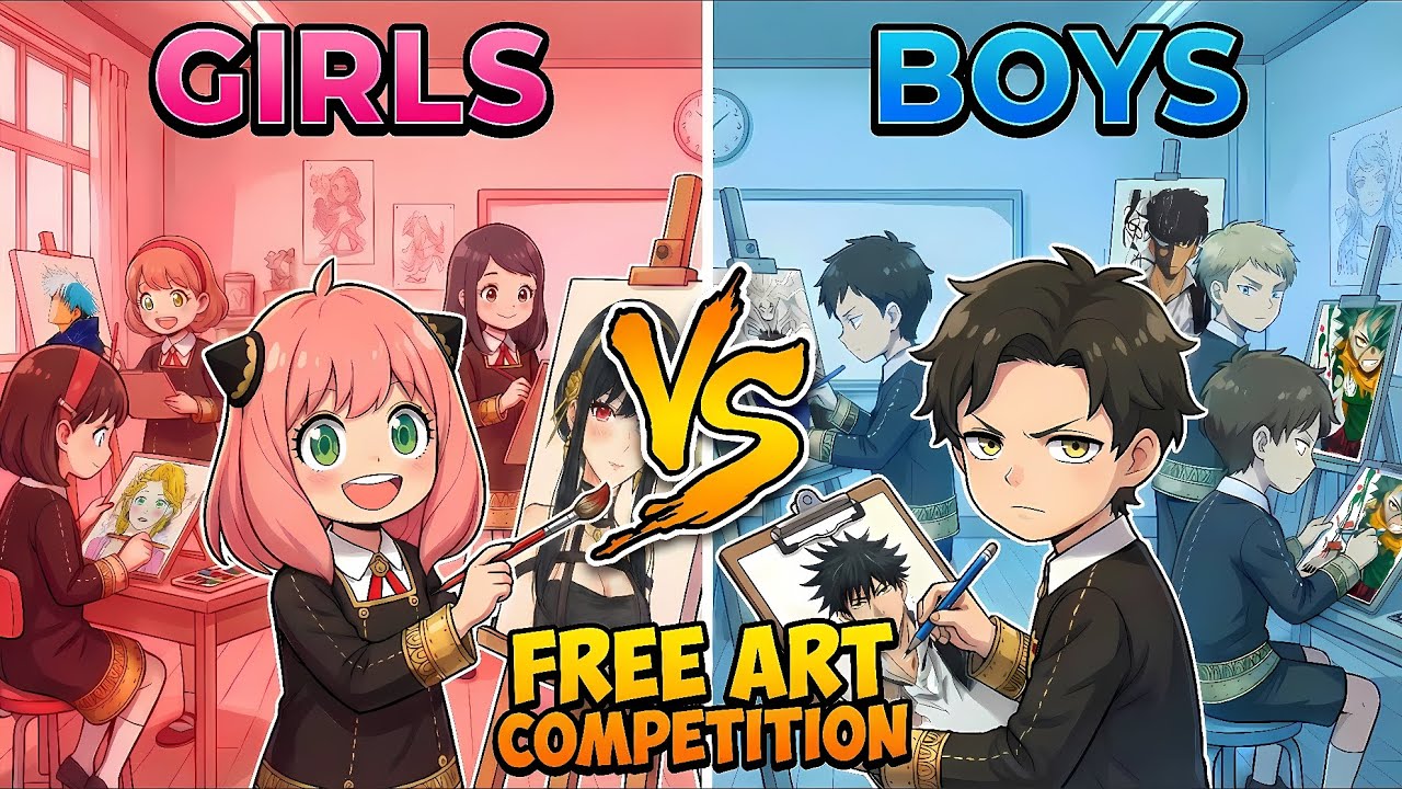 Girls vs Boys Art Competition | Who Draws Better? | Anime Drawing ...