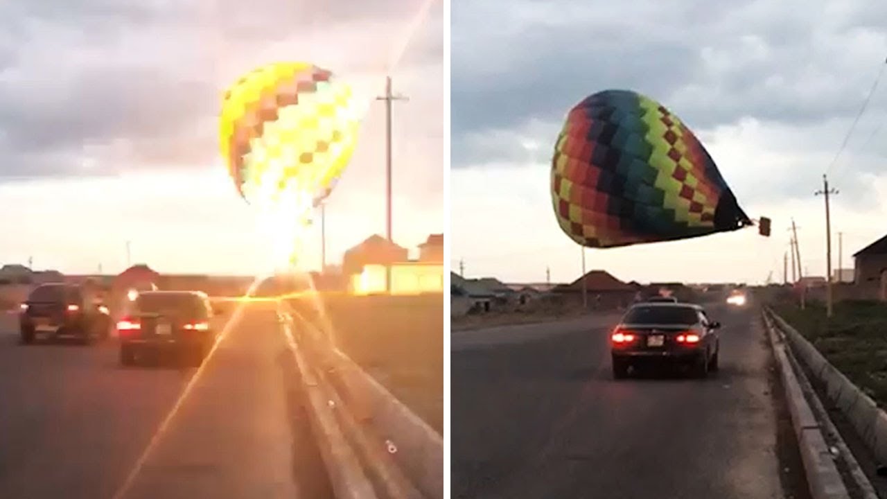 Hot Air Balloon CRASHES Into Power Lines - YouTube