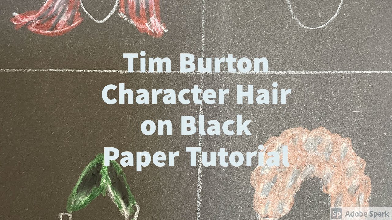 How to Draw/Color Tim Burton Style Character Hair on Black Paper - YouTube
