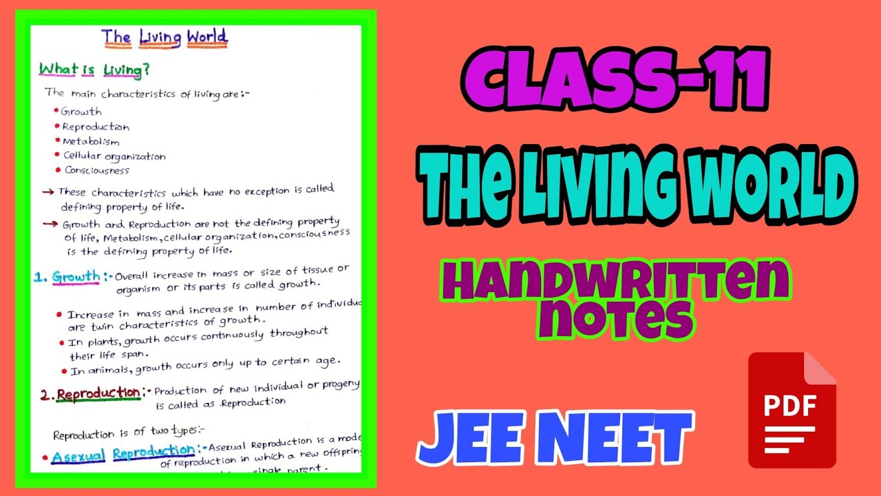 The Living World | Class-11 | Chapter-1 | Handwritten Notes | JEE NEET ...