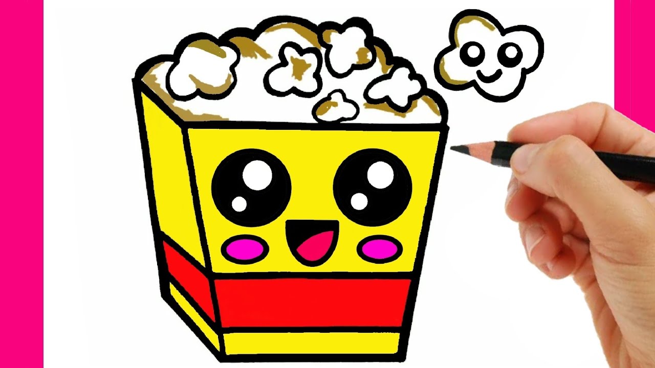 HOW TO DRAW A POPCORN EASY STEP BY STEP - YouTube