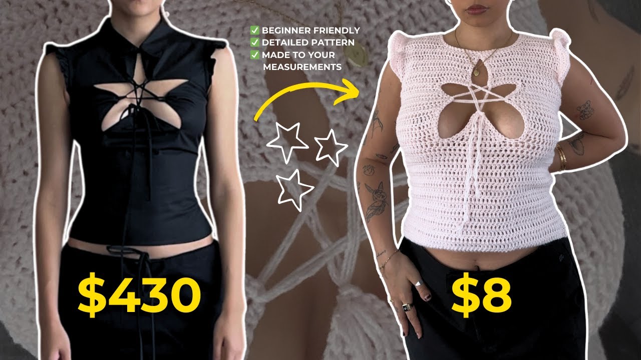 crochet STAR CUT OUT TOP tutorial (abl estudio dupe) | super detailed, beginner friendly - YouTube