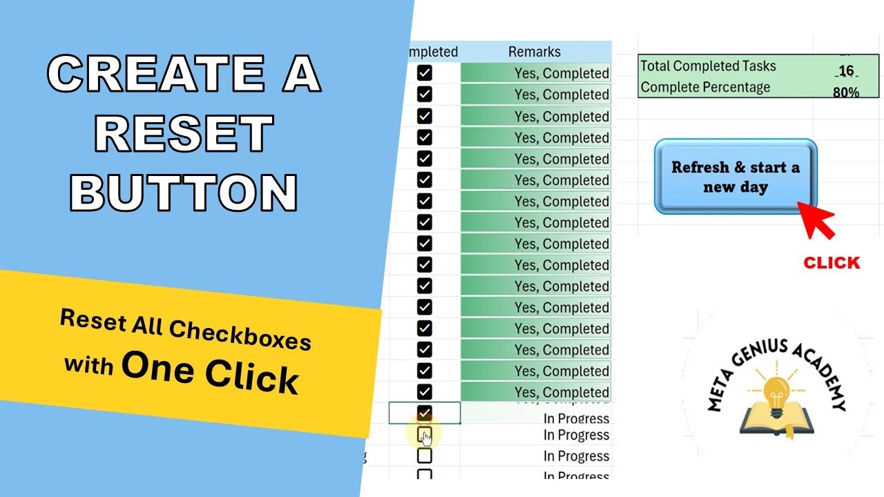Reset All Checkboxes in Excel with One Click | Create a Refresh Button ...
