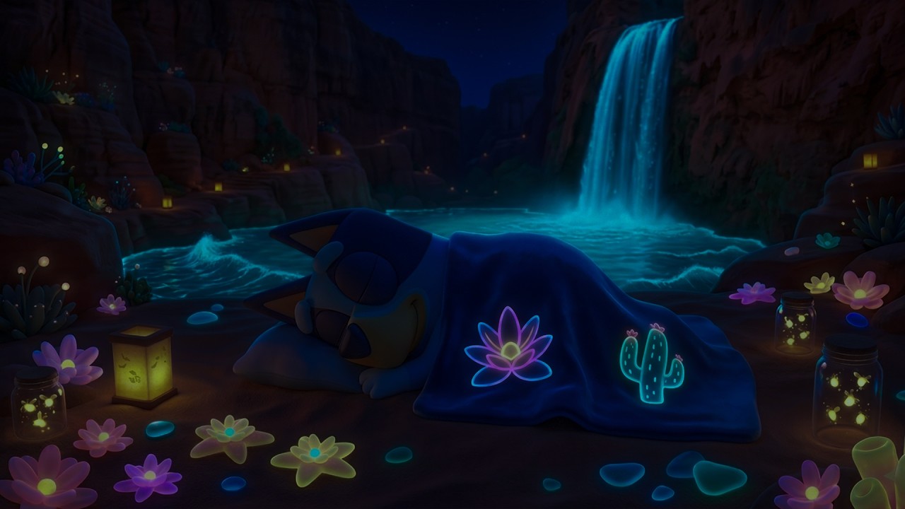 NO ADS Magical Waterfall Dreams with Bluey | Relaxing Piano & Gentle ...