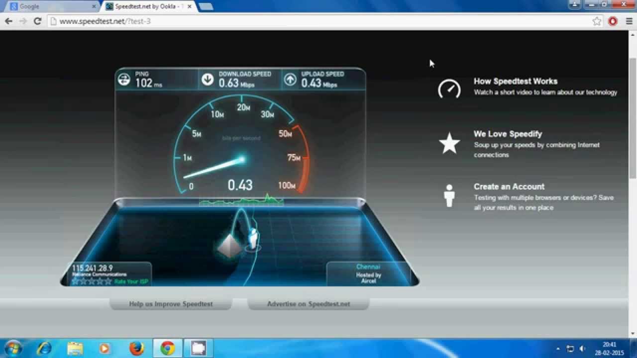 Reliance Netconnect+ : Reliance 3 Speedtest 2015 - YouTube