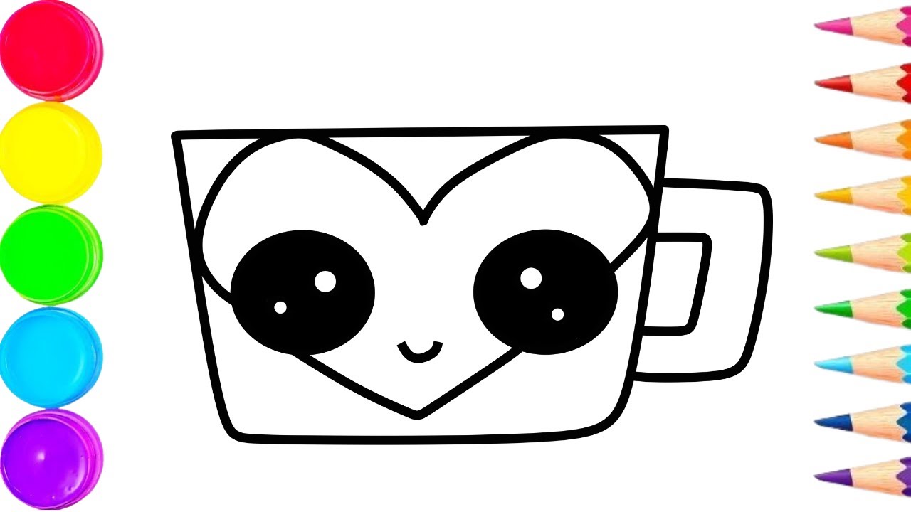Cup of Coffe, how to draw a cute and kawaii coffee cup fast for ...