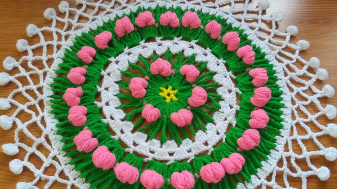 Woolen Rumal Design, Crochet Thalposh, crosia desing thalposh, #190 ,by ...