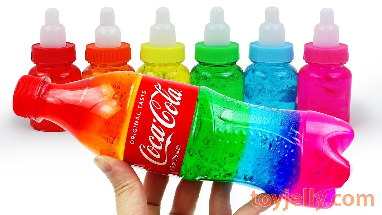 Making Giant Jelly Coca Cola Bottle with Slime Clay Learn Colors Baby ...