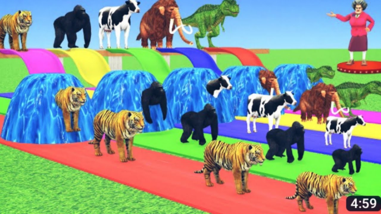 Animal Crossing Fountain With Cow, Tiger, Elephant, Mammoth, Dinosor ...