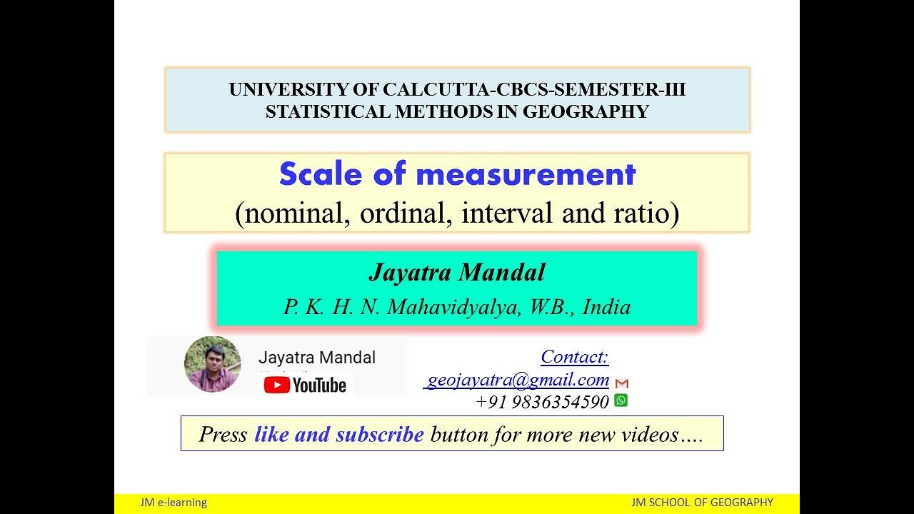 Scales of Measurement (nominal, ordinal, interval and ratio ...