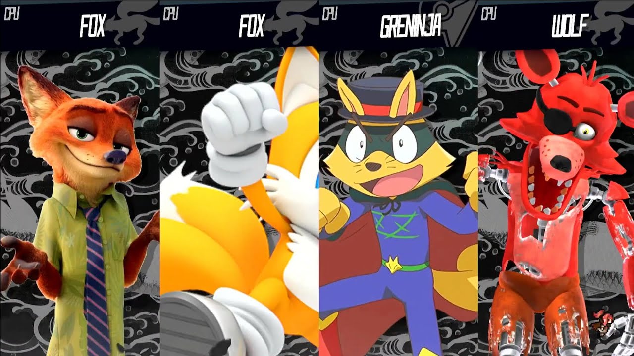 Tails vs Zorori vs Nick Wilde vs Foxy - Requested Smash Battle - YouTube