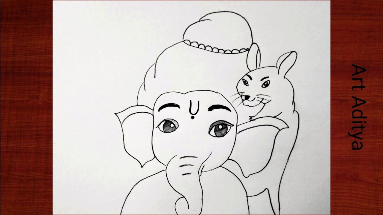 Beautiful Drawing Ganpati Bappa And Mouse | Lord Ganesha Drawing | Easy ...