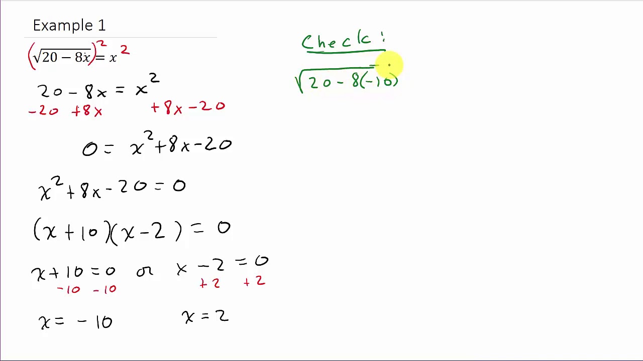 Solving a Square Root Equation Example 1 (Single Radical) - YouTube
