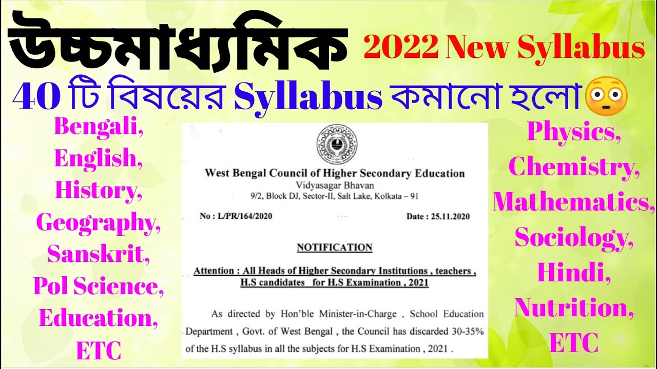 Class 12 New Syllabus 2021-22 Discarded HS Syllabus HS NEW SYLLABUS ALL ...