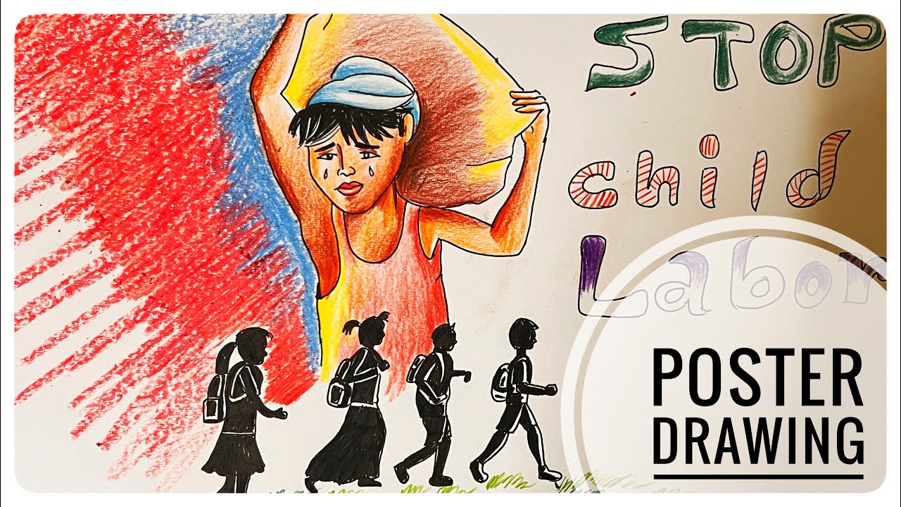 Child Labour poster Drawing 2024/ ബാല വേല poster Drawing - YouTube