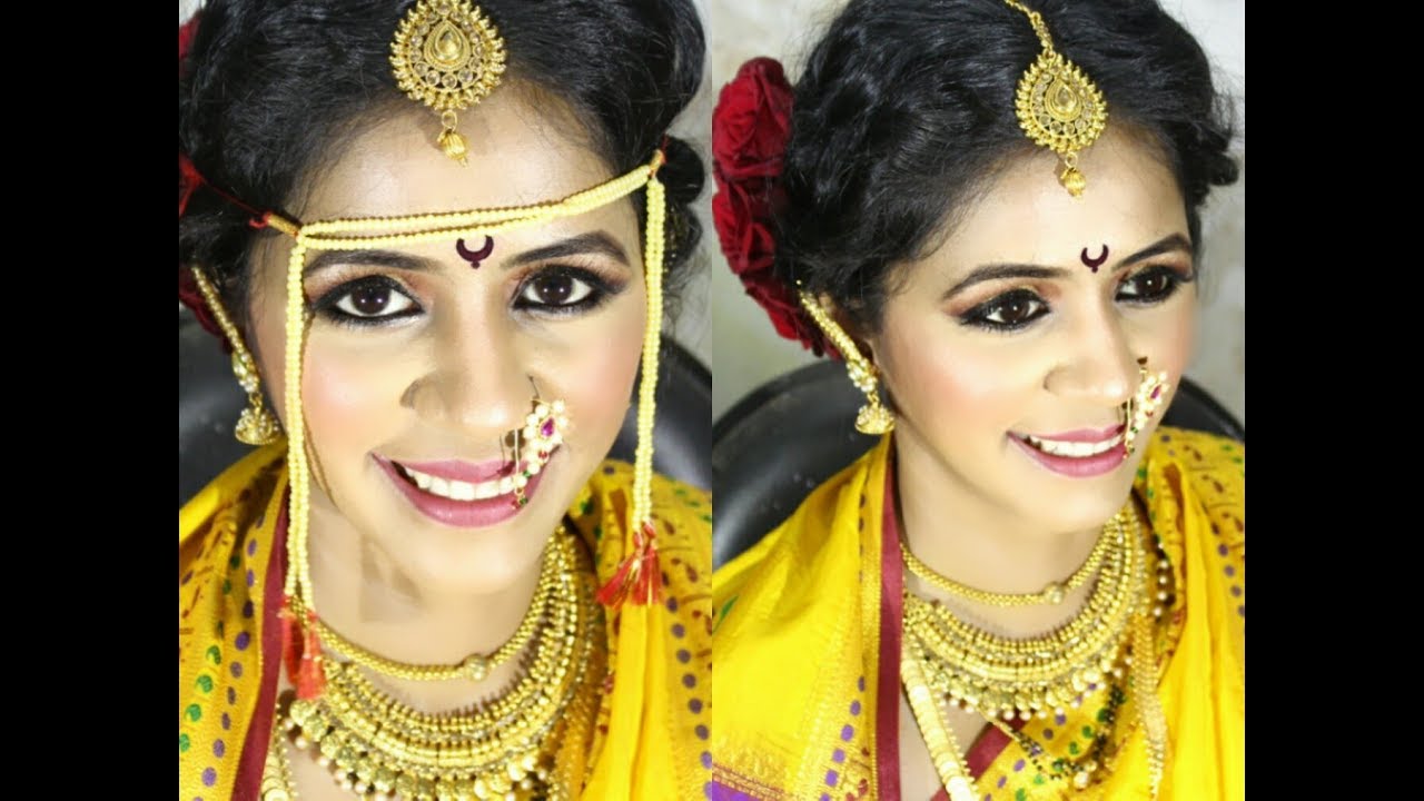 Maharashtrian Bridal Makeup / In Marathi Language || Bridal Makeover 1 ...