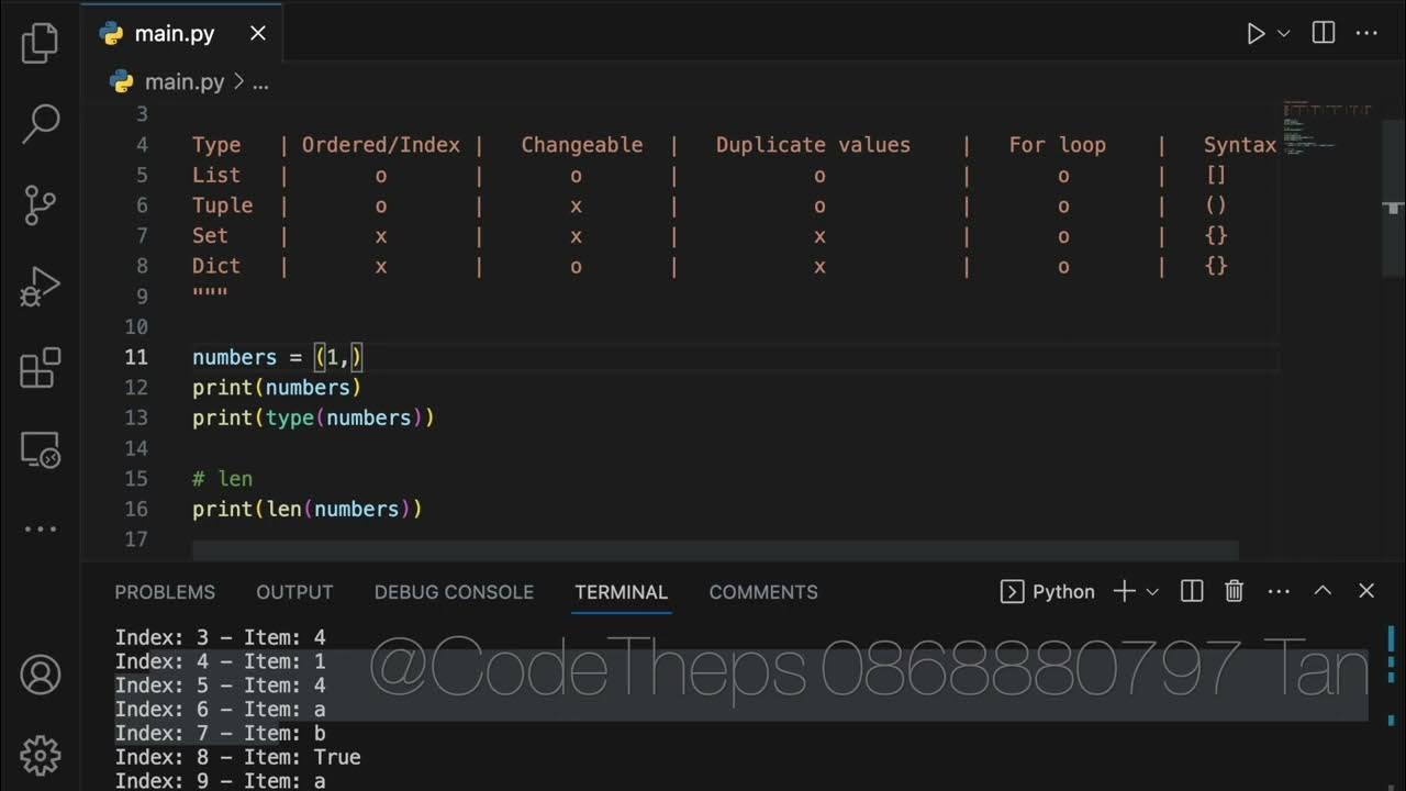 P07-1 Kiểu dữ liệu Tuple trong ngôn ngữ lập trình Python - YouTube