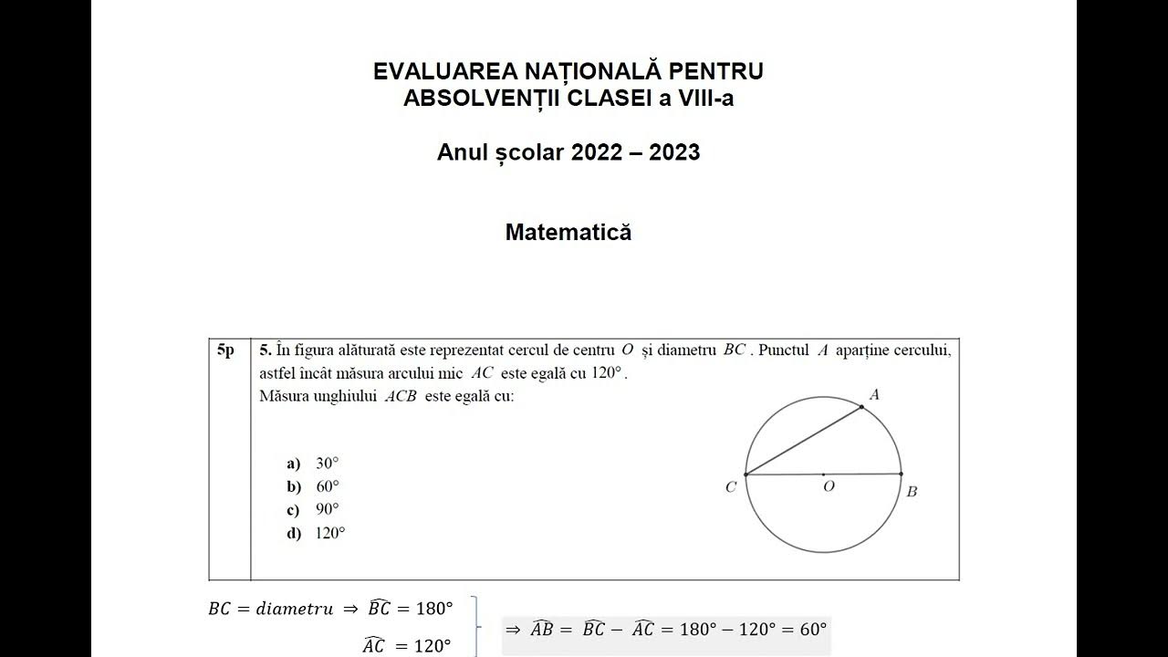 În figura alăturată este reprezentat cercul de centru O și diametru BC ...