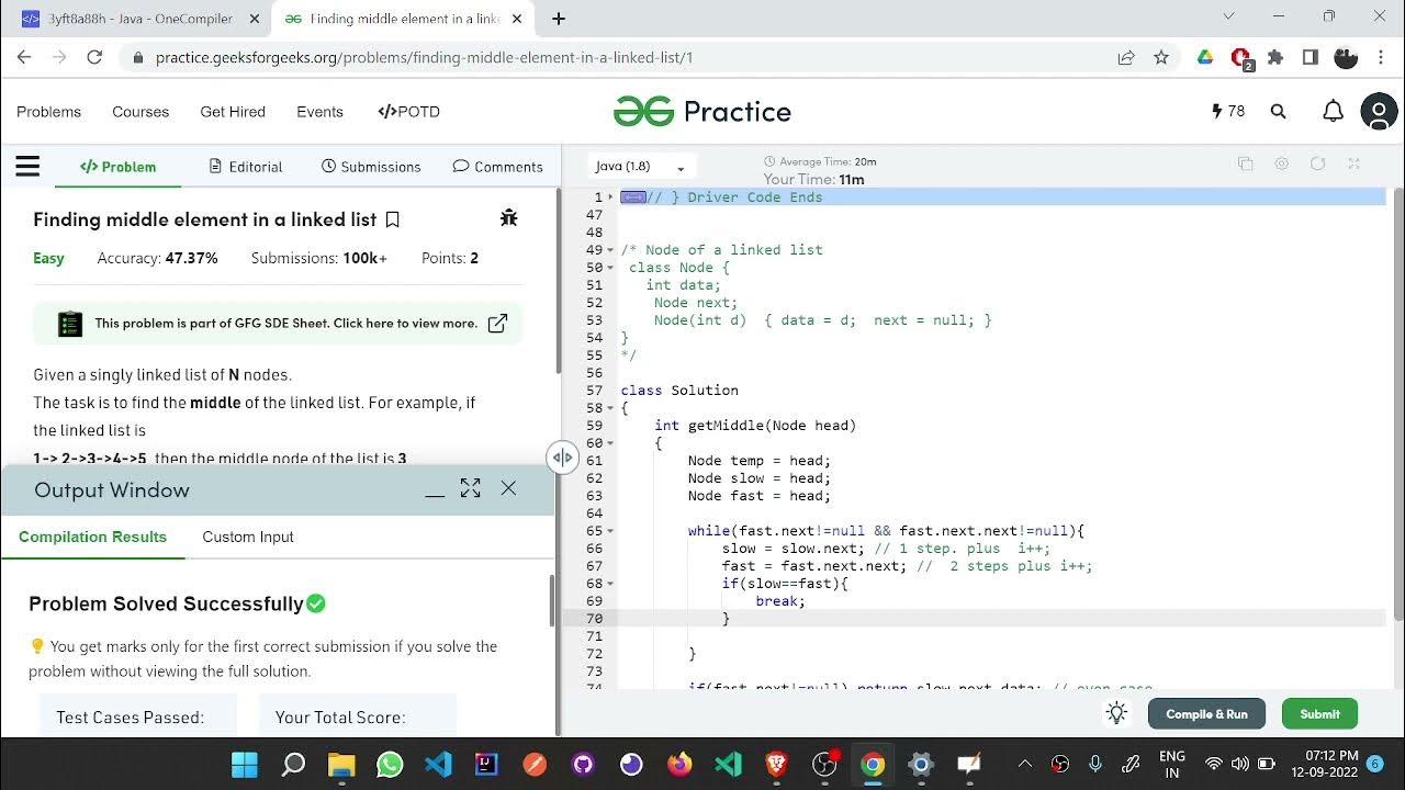 Middle Of The Linked List Leetcode And Gfg Java Youtube 0133