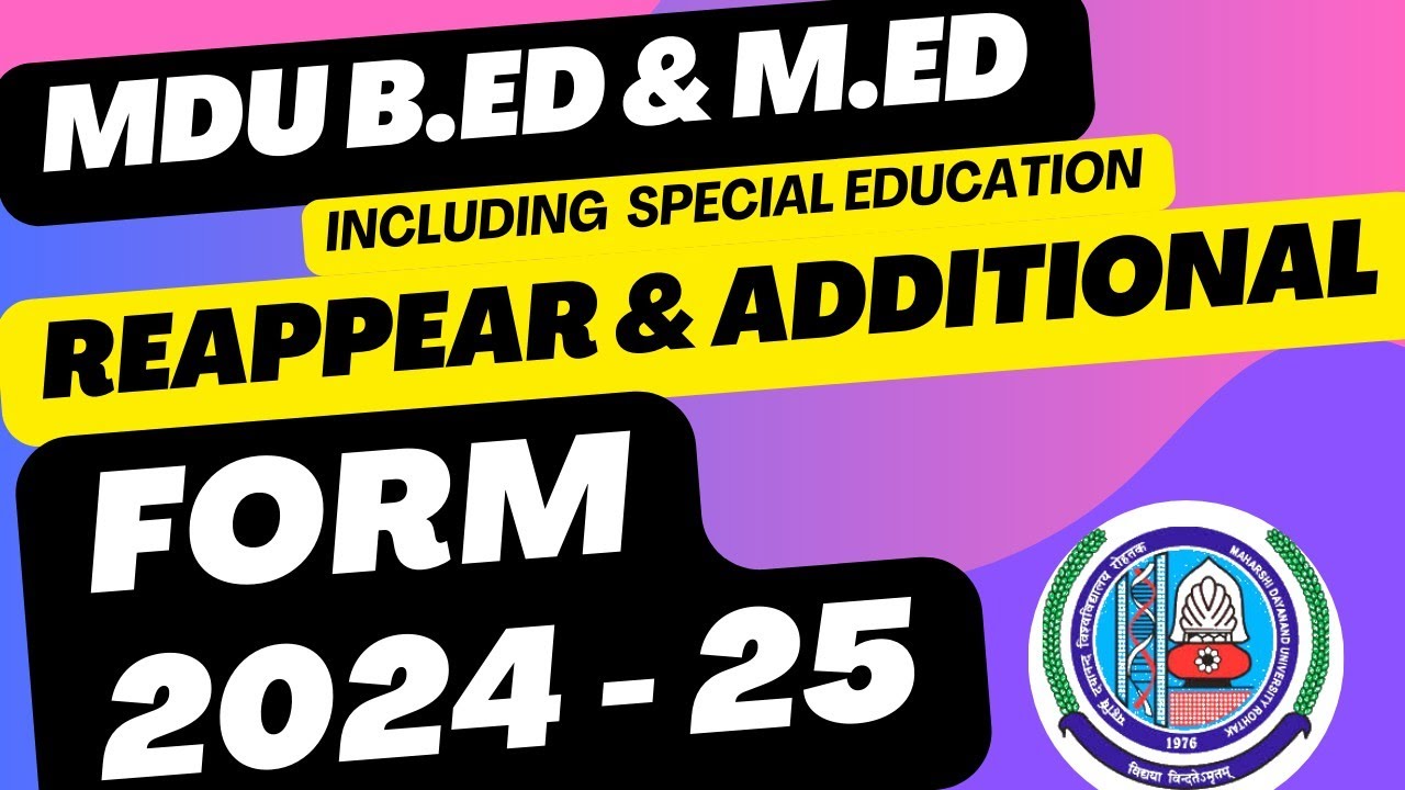 Mdu Bed Reappear Form Last Date 2024 | Mdu Med Reappear Form Last Date 2024 | Mdu Bed Reappear ...