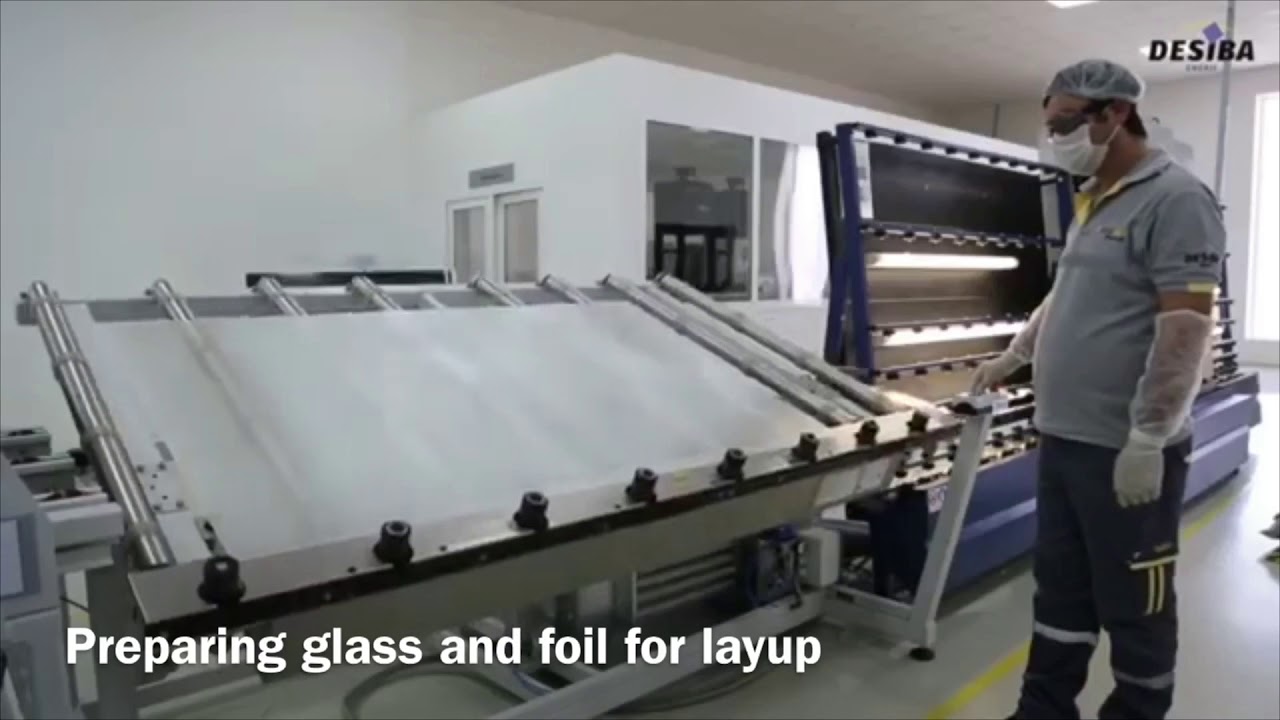Solar panel production process: Layup Strings - YouTube
