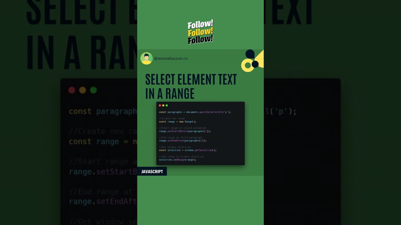 Javascript Select Element Text In A Range javascript shorts YouTube Javascript Select Element Text In A Range javascript shorts YouTube