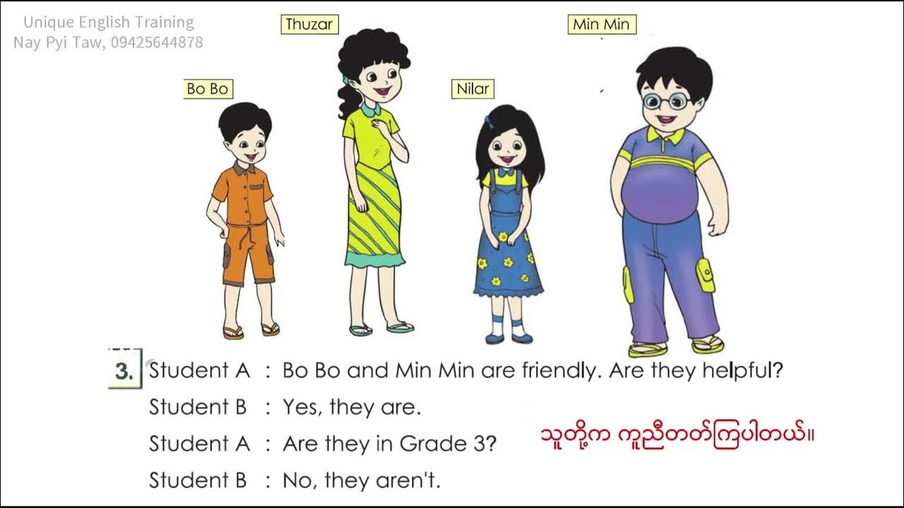 Grade 4 English အင်္ဂလိပ်စာ သင်ရိုးသစ် Unit 1 Exercise 2a ပုံကြည်၍ လေ့ကျင့်ပါ Youtube