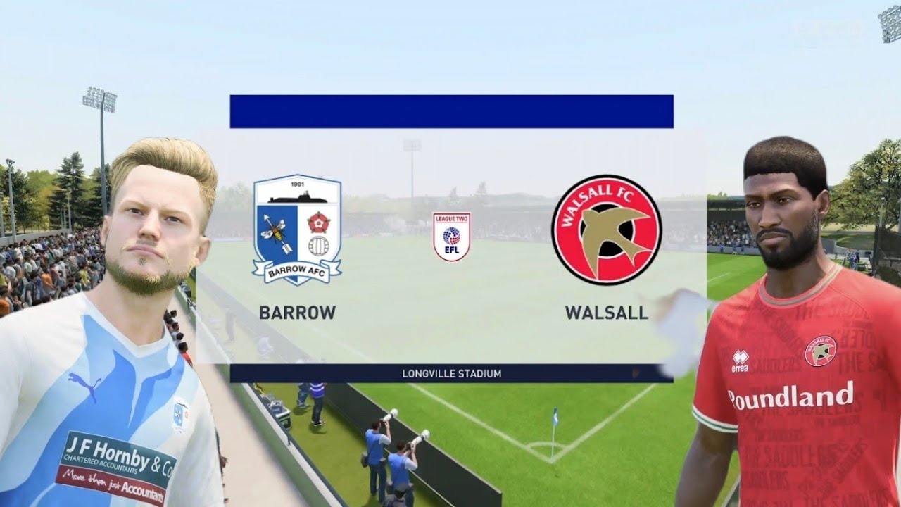 FIFA 23 Barrow vs Walsall, Longville Stadium, EFL League Two, Neal ...