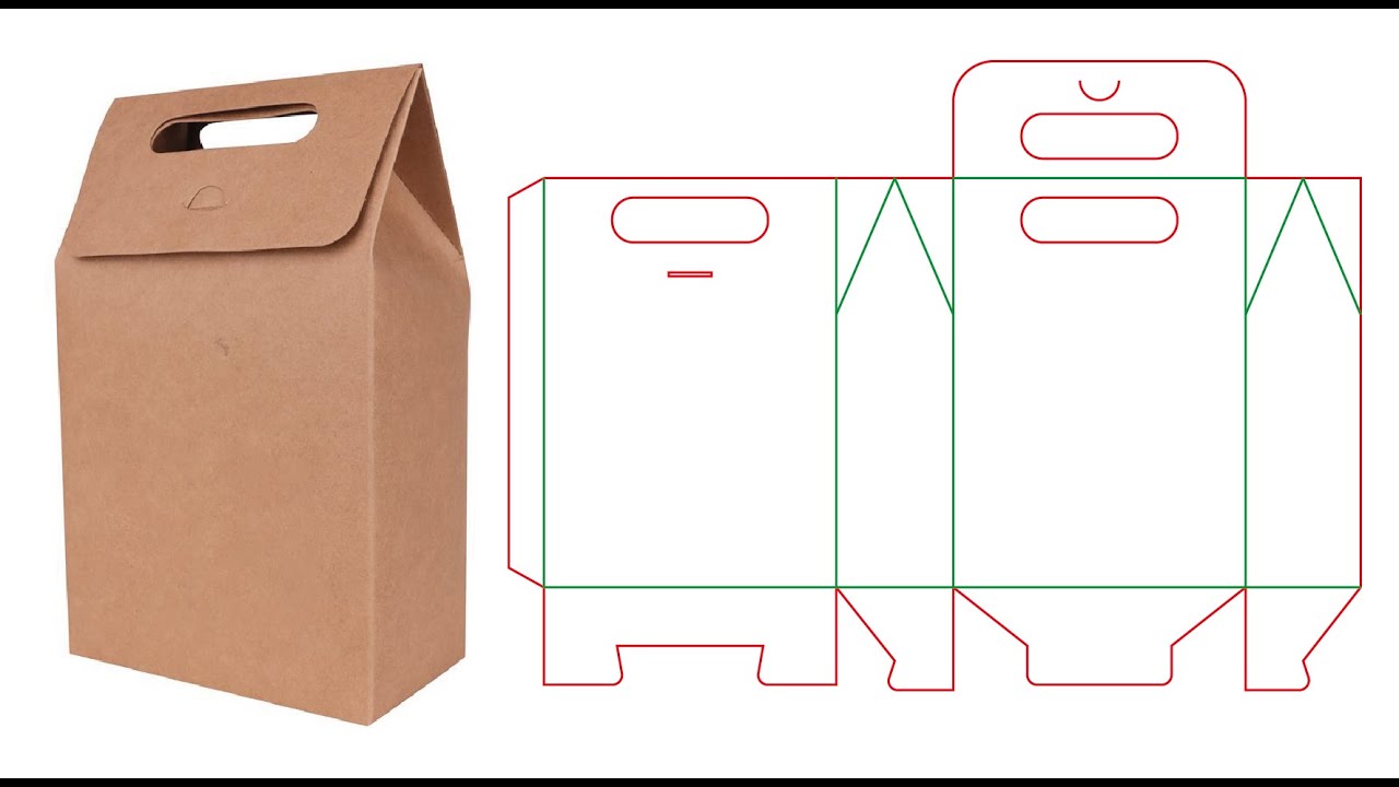 How to Make Paper Bag with Handle Die cut / Dieline Tutorial in Hindi ...