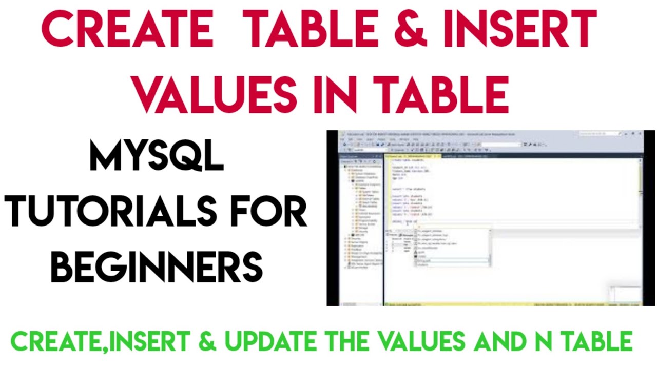 How to Create tables in sql database || sql tutorial for Beginners ...
