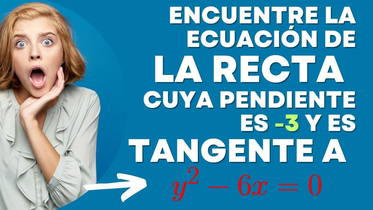 Encuentre la ECUACIÓN de la recta que tiene pendiente -3 y es TANGENTE ...