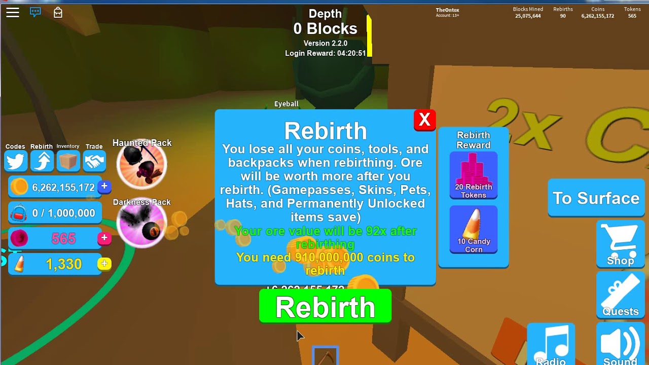 Mining Simulator უკვე 100 REBIRTH - YouTube