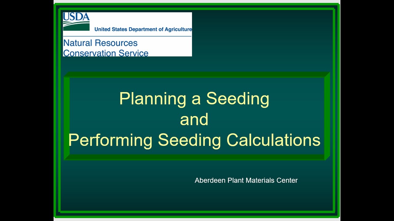 Planning a Seeding and Performing Seeding Calculations - YouTube