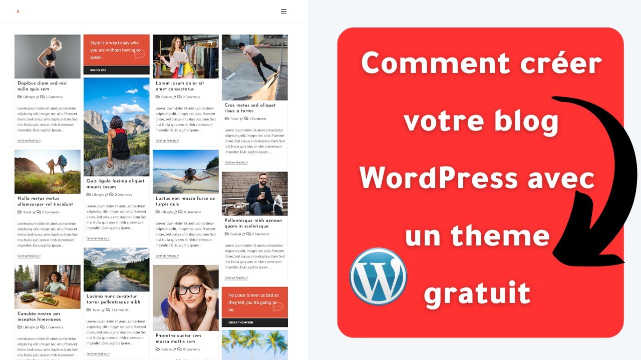 Comment créer votre blog WordPress avec un theme gratuit - YouTube