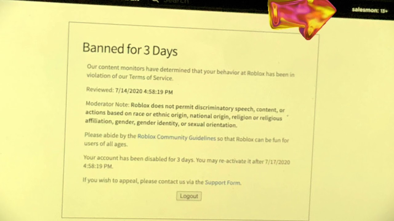 my other roblox account got banned for 3 days because of a virus in my ...