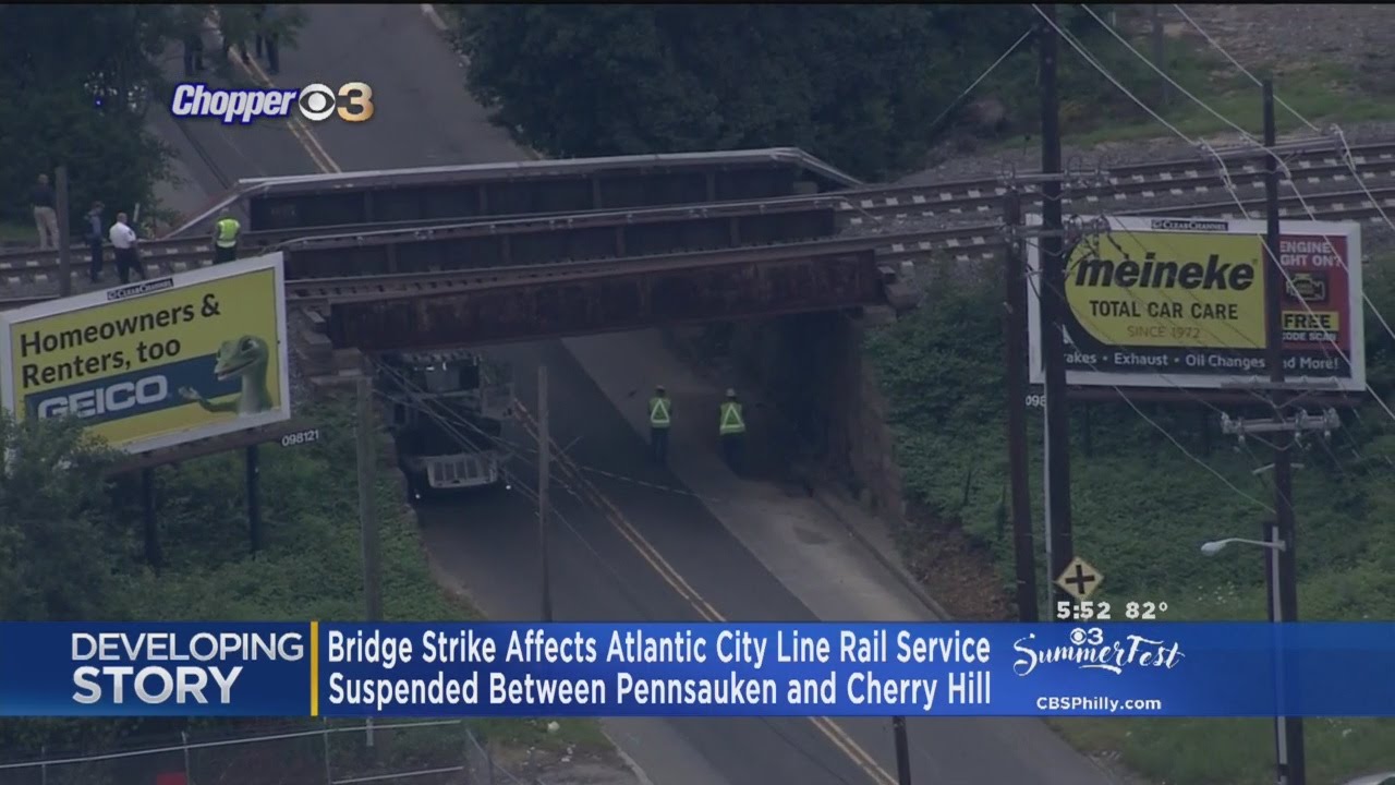 Bridge Strike Affects Atlantic City Line Rail Service - YouTube