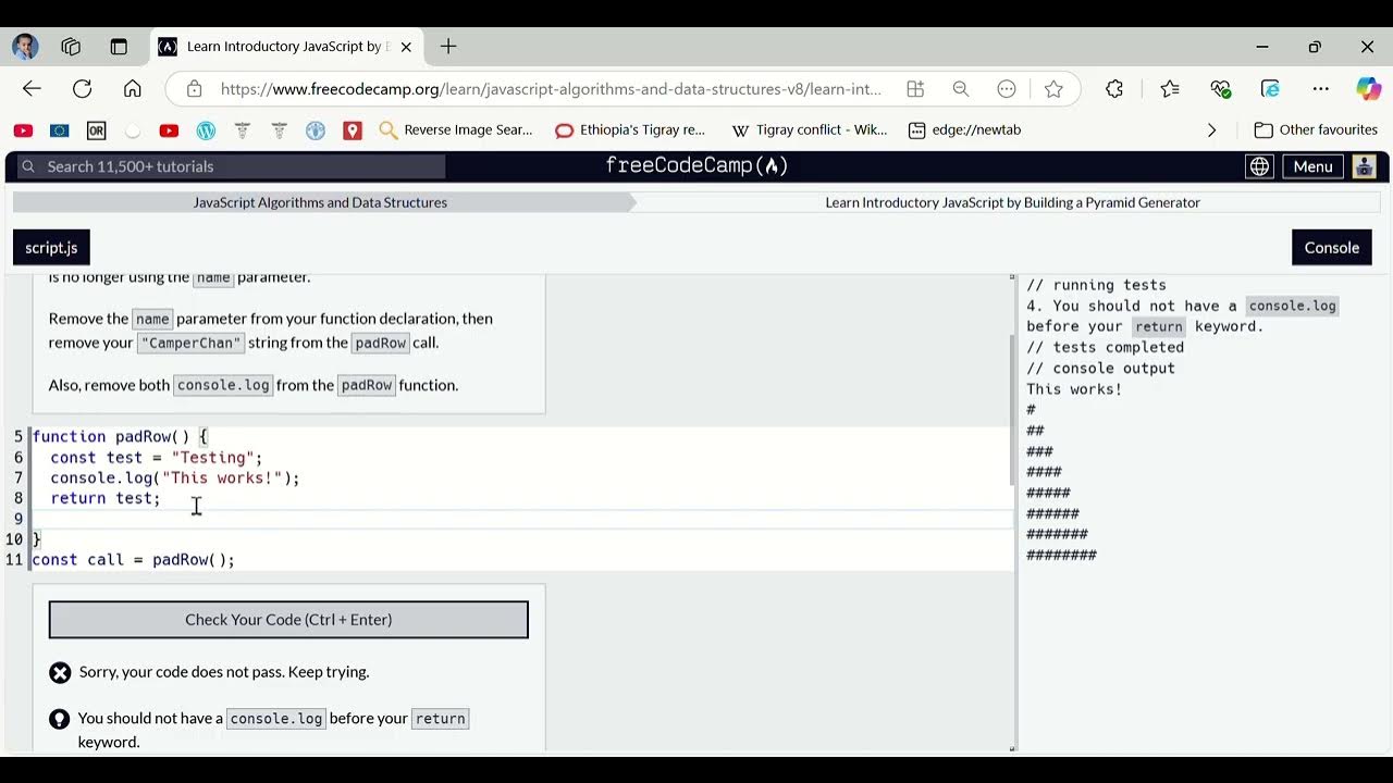 Learn Introductory JavaScript by Building a Pyramid Generator Step 61 freeCodeCamp.org - YouTube