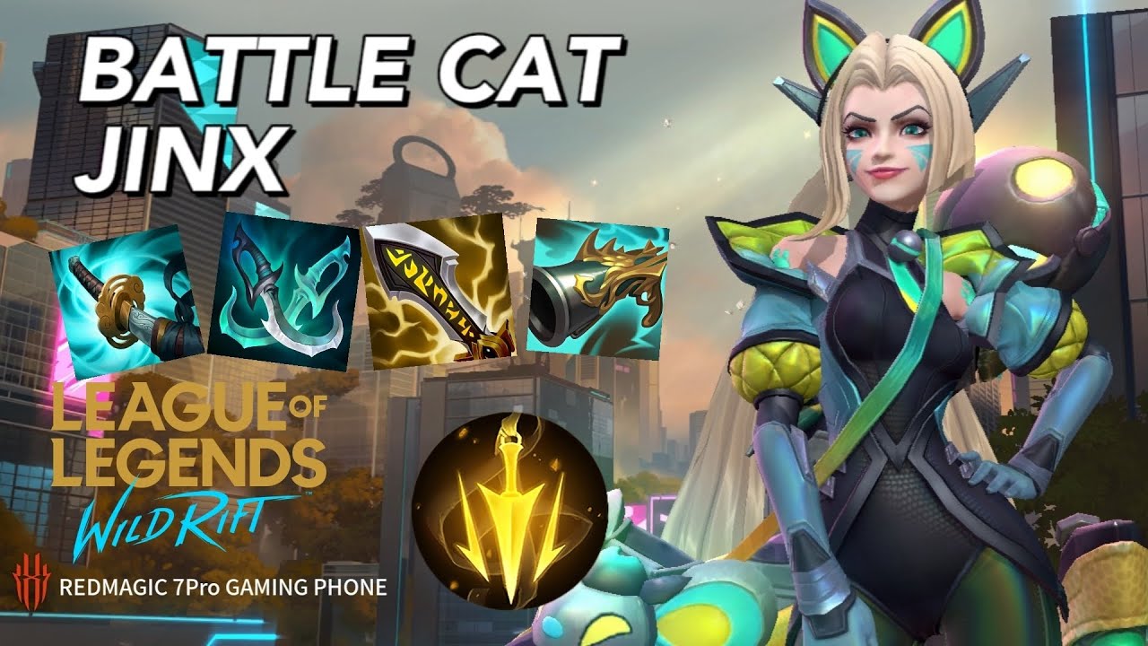 BATTLE CAT JINX GAMEPLAY LEAGUE OF LEGENDS WILDRIFT - YouTube